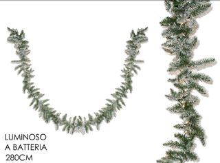 addobbi natalizi ramo 280 cm con neve e  led