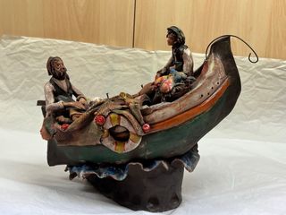Soprammobile Barca in terracotta fatta a mano