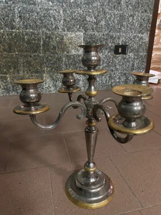 candelabro in ottonr e acciaio