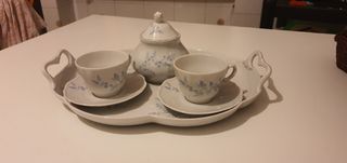 Tazzine, zuccheriera e vassoio in cerami