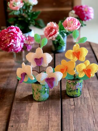 mini orchidea in crochet