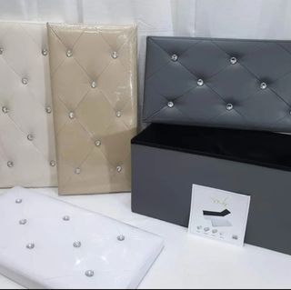 Panca pouf contenitore grigio svarowski