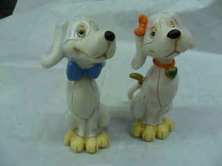 coppia cani in ceramica rosa e celeste