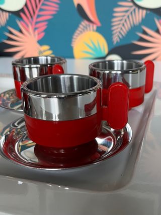 SET MORINOX 4 Tazzine caffè+Vassoio e piattini