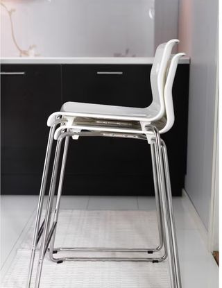 GLENN Sgabello bar, bianco/cromato, 66 cm