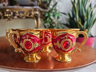 6 tazzine in metallo decorate