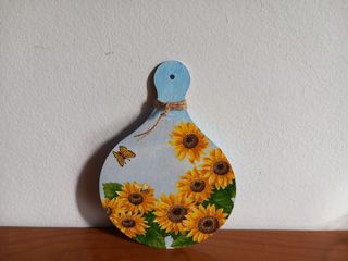 Tagliere legno decorativo girasoli