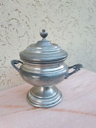 Zuccheriera antica in peltro