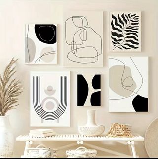 set 6 pz tela quadro arredamento boho bianco