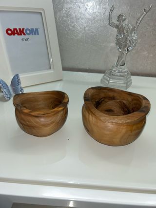 coppia di ciotole in legno artigianale