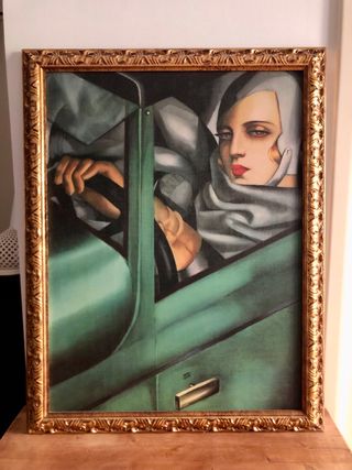 Quadro Autoritratto sulla Bugatti T. de Lempicka