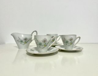 3 tazzine da caffè e lattiera,  porcellana Bavaria