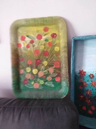 Set 2 vassoi dipinti a mano