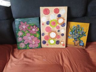 Set 3 quadretti dipinti a mano