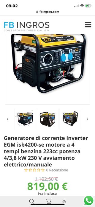 generatore elettrico ad inverter nuovo4kw