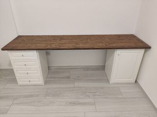 Scrivania artigianale legno lamellare 210x60