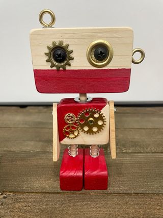 Robot Steampunk in legno e metallo - Handmade