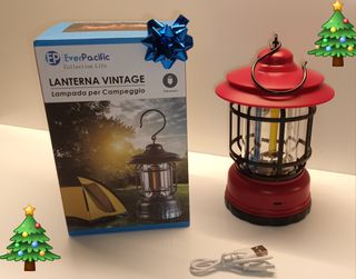 Lanterna per Campeggio Rossa Led Vintage USB  🏕