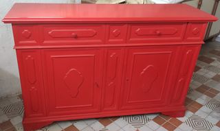 Credenza anni '60 laccata rossa