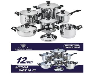BATTERIA DI PENTOLE BAVARIA 12 PEZZI IN
ACCIAIO I
