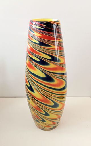 GRANDE VASO vetro FENICIO INCAMICIATO rosso Giallo