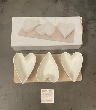 Set 3 ciotole bianche a cuore in ceramica Brandani