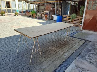 Piano di Legno MDF Tavola Lunga +2 Cavalletti