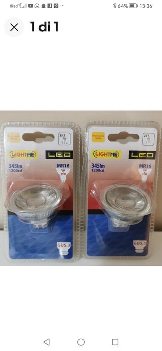 2 faretti led GU5.3 MR16 12v 5w