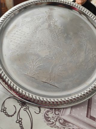 Piatto argentato vintage lavorato