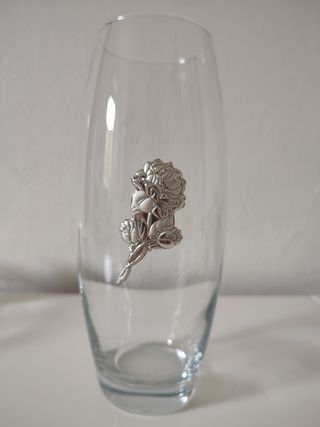 Vaso bombato cristallo h25 placca rosa argento