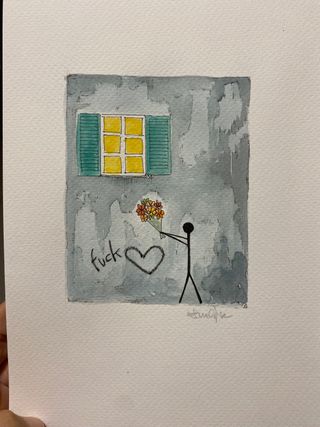 illustrazione acquerello e inchiostro “omino”