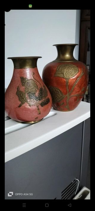 Set vasi in ottone dipinto a mano