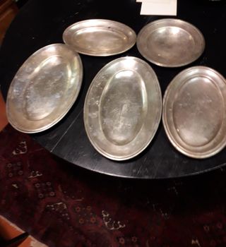 Cinque vassoi pesanti in argentone