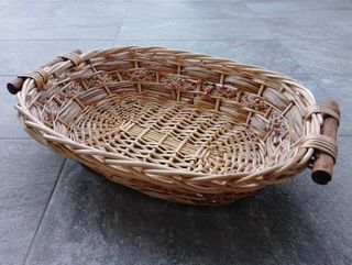 Cestino vimini manici legno
