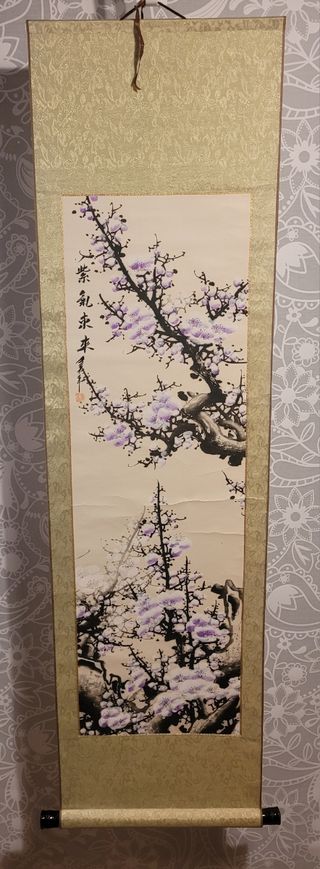 2 Stampe orientali alberi in fiore.