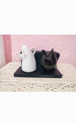 Set sale pepe saliera pepiera ceramica bianco nero