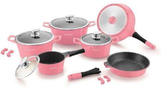 Batteria royalty line rosa 14 pezzi antiaderente,