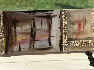 Quadro astratto 20x80 cm olio su tela mosaico