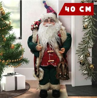 Statuina Babbo Natale Classico 40 cm Verde Rosso