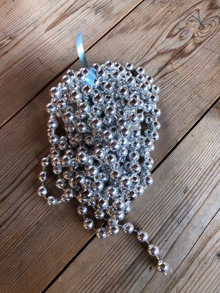 3 m di filo di perle plastica argento