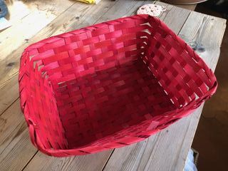 Cestino in fibra vegetale quadrato rosso
