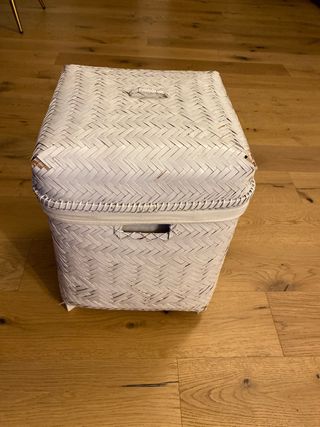 Cestino in vimini bianco 30 x 30 x 43