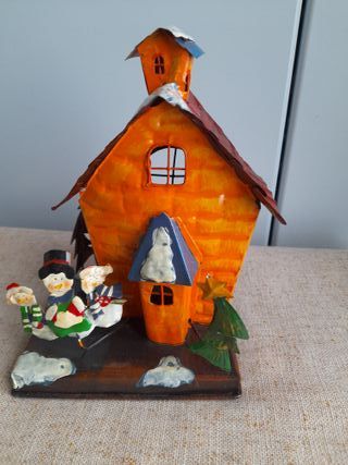 Casetta porta candele natalizia