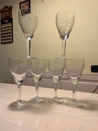 Sei calici in vetro di Murano vintage