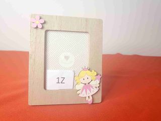 1Z Portafoto Cuore Matto con bambina in legno