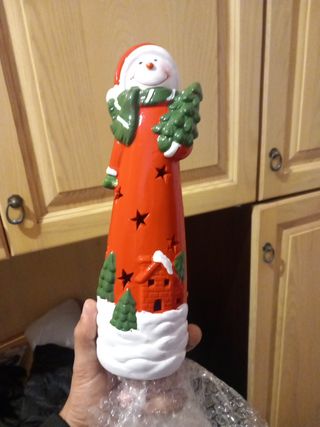 Pupazzo di neve in ceramica con led