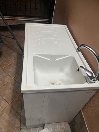 Mobile Lavatrice e Lavatoio Bianco 109x60 in PVC