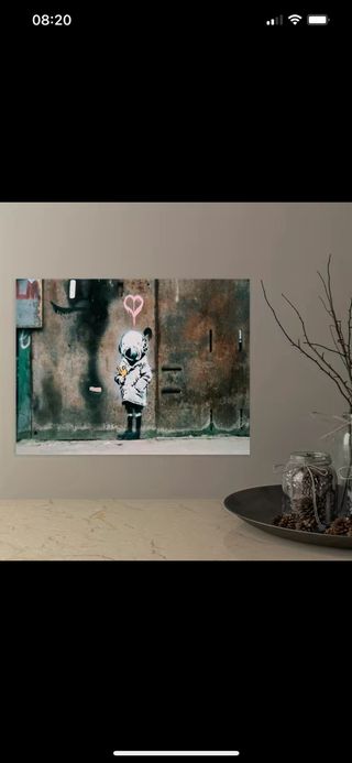 quadro tela arte bambina cuore graffiti art