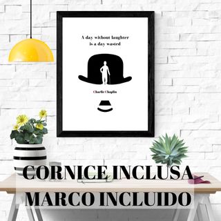 30x40 Quadro Stampa Charlie Chaplin con Cornice