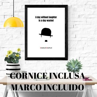 30x40 Quadro Stampa Charlie Chaplin con Cornice